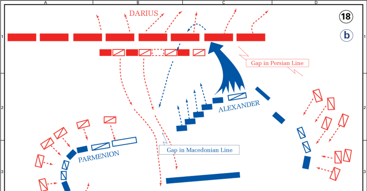Map of the Battle of Gaugamela - Alexander's Attack - World History ...