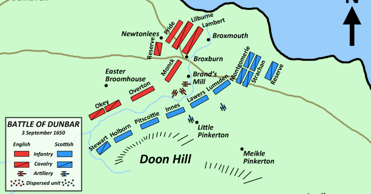 Troop Dispositions, Battle of Dunbar in 1650 - World History Encyclopedia