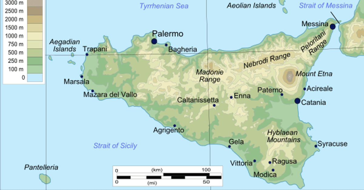 Physical Map Of Sicilia