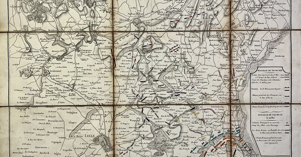 Map of the Area Around Lille and Courtray: Battle Positions at ...