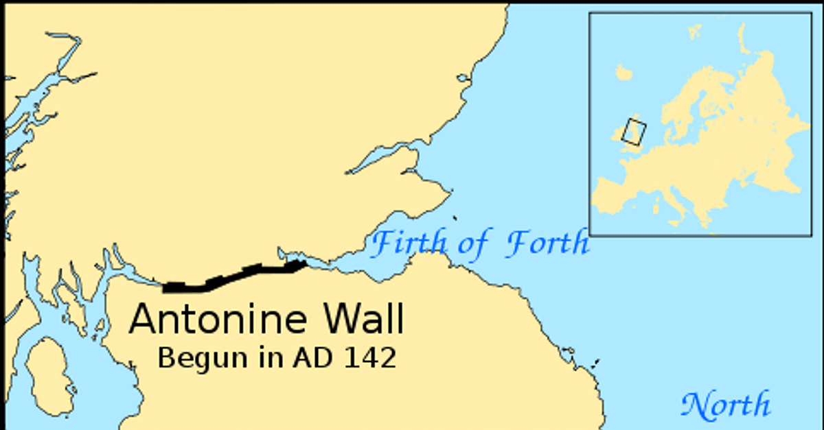 Map Indicating the Antonine & Hadrian Walls - World History Encyclopedia