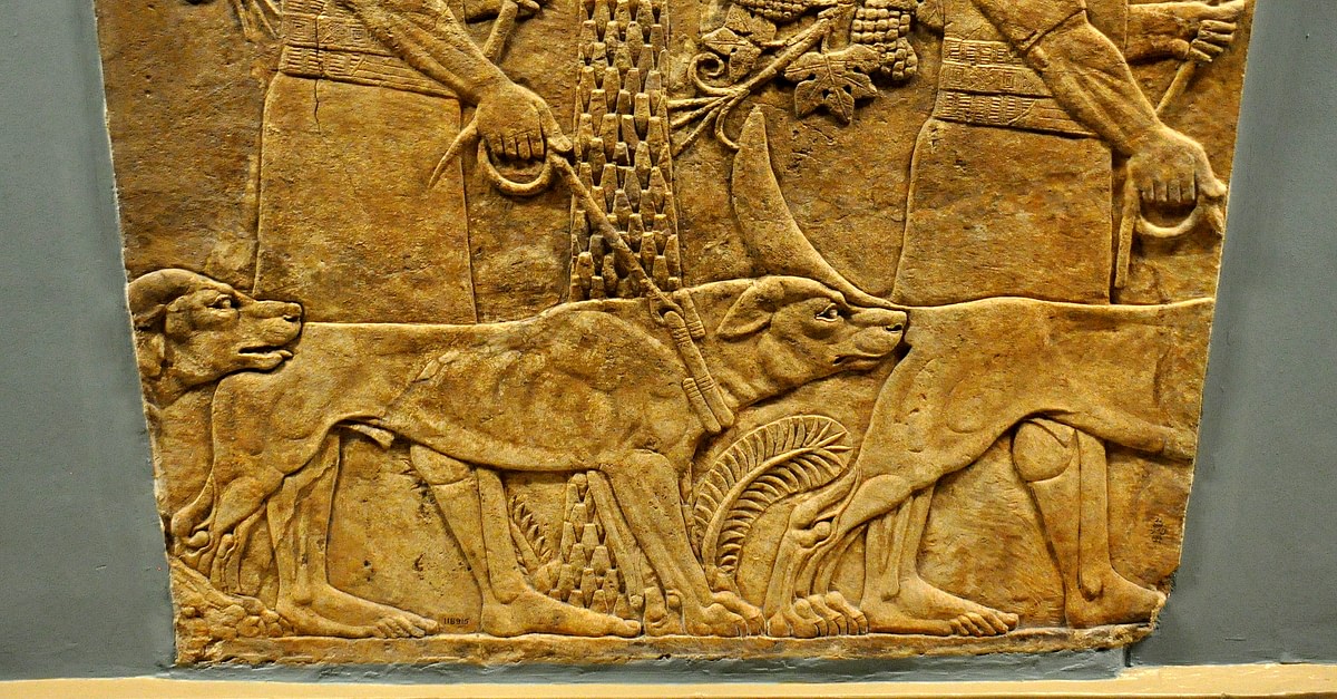 Assyrian Huntsmen with Hounds - World History Encyclopedia