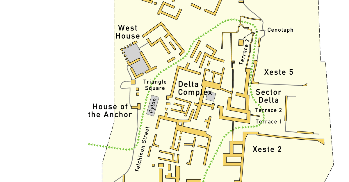 Map of Bronze Age Akrotiri (Illustration) - World History Encyclopedia