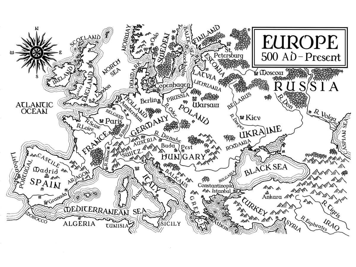 Blank Map Medieval Europe