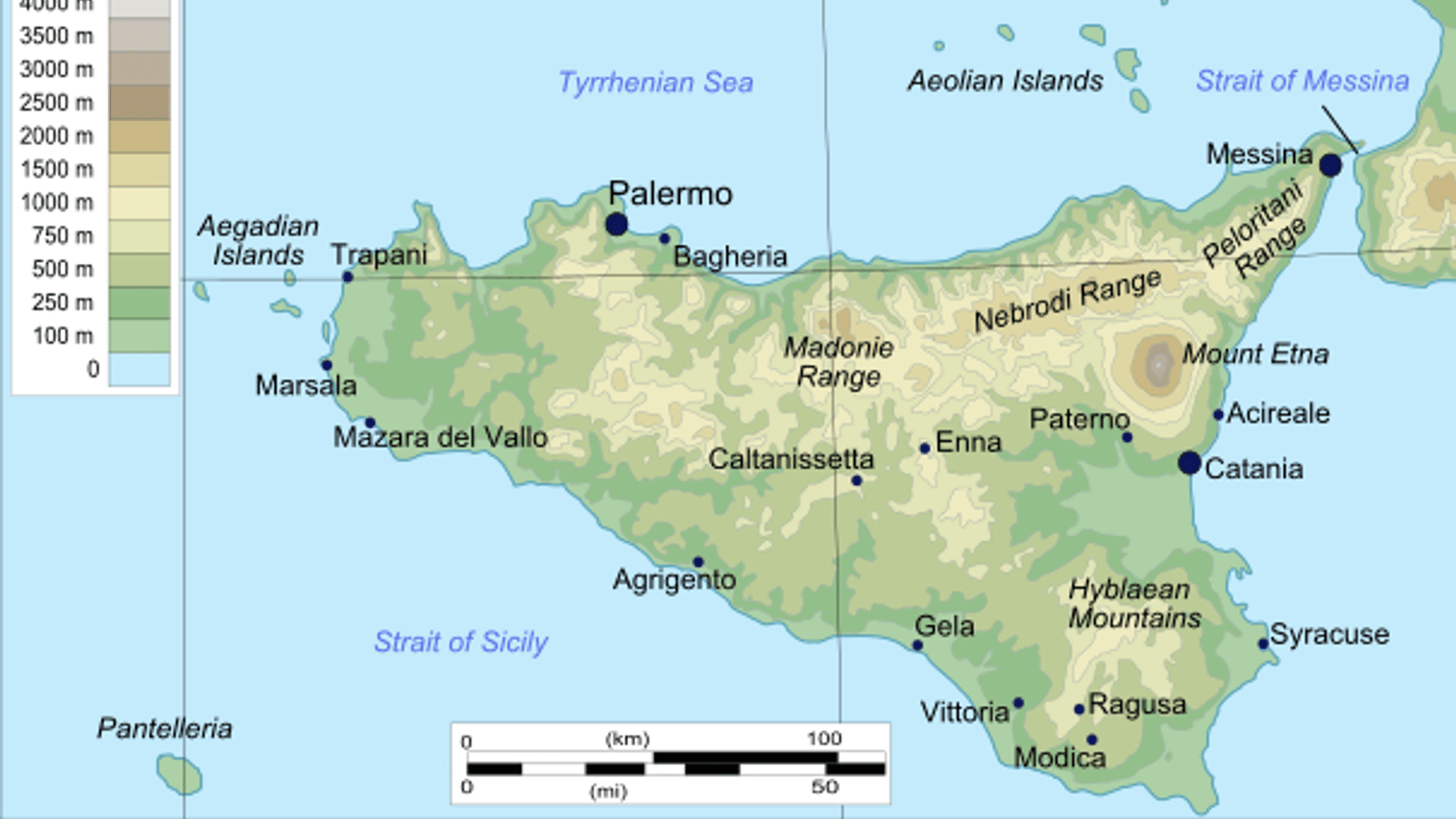 Topographic Map Of Sicily Mapsofnet