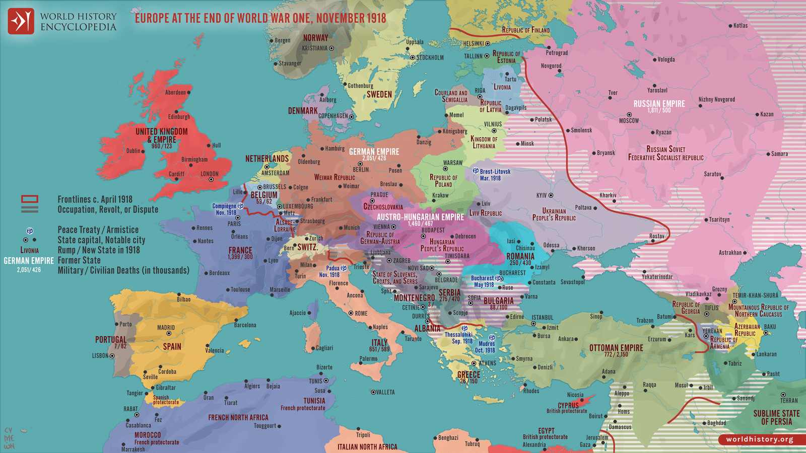 Hunger Map Of Europe 1918 Vivid Maps