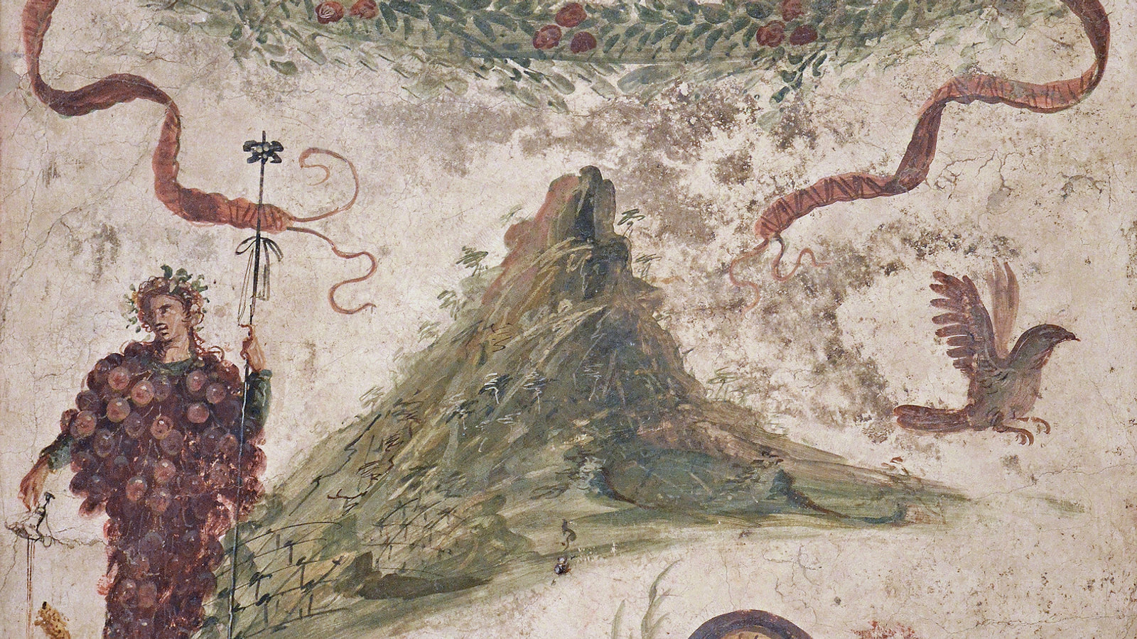 Bacchus Y El Vesubio Fresco Romano Baco Dioniso Centro Izquierda