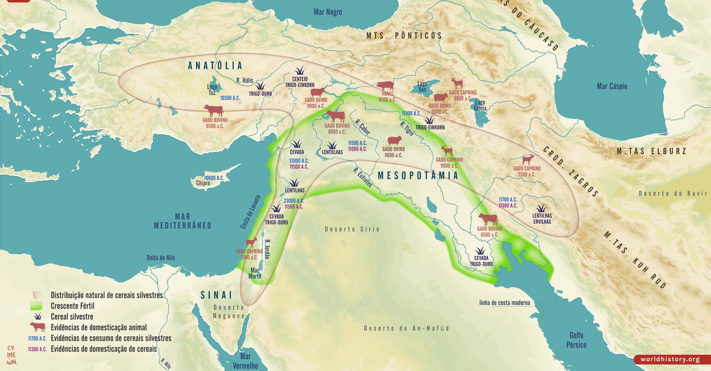 Mapa do Crescente Fértil - World History Encyclopedia