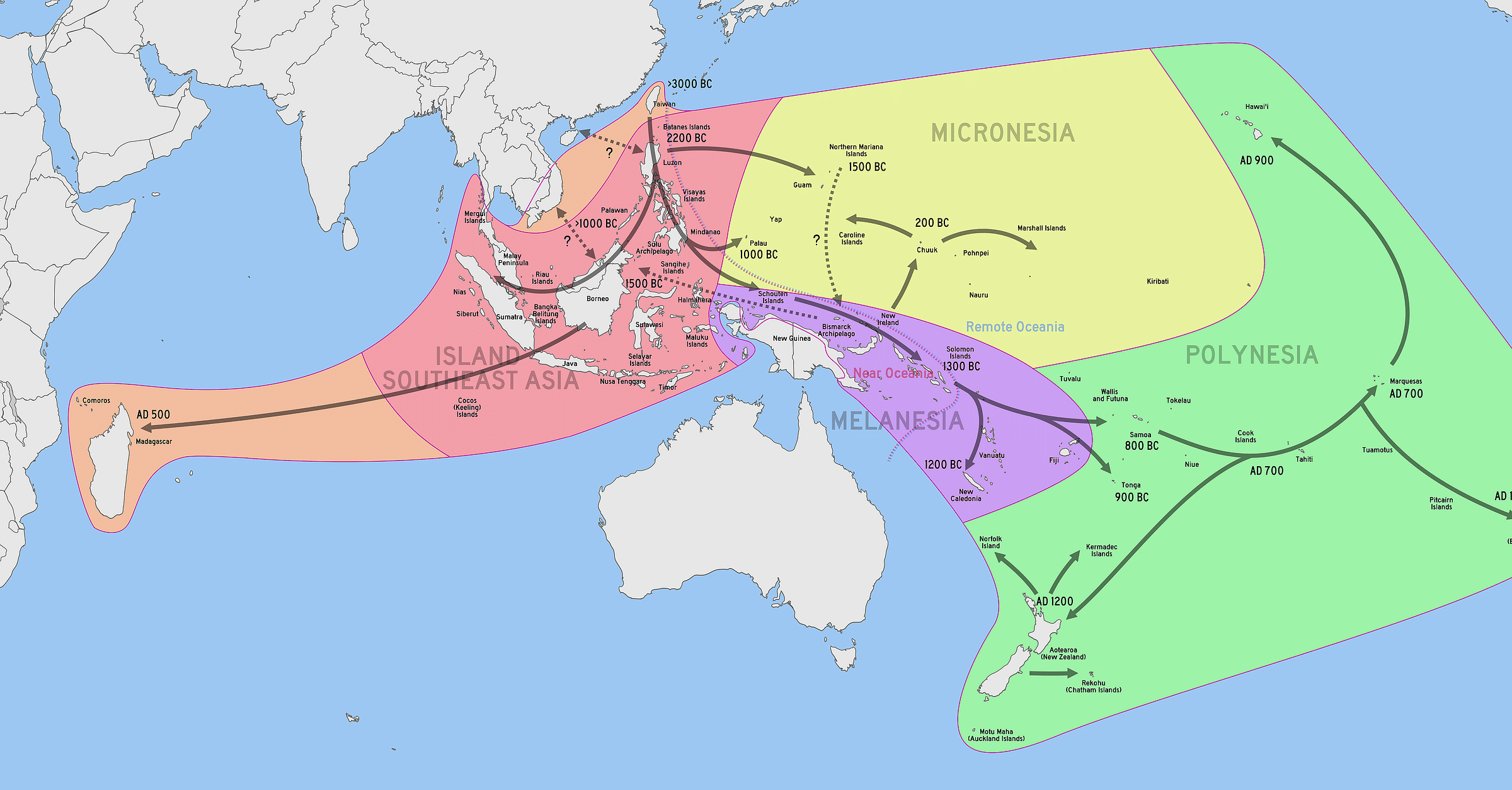 Dispersal of Austronesian People Across the Pacific - World History ...