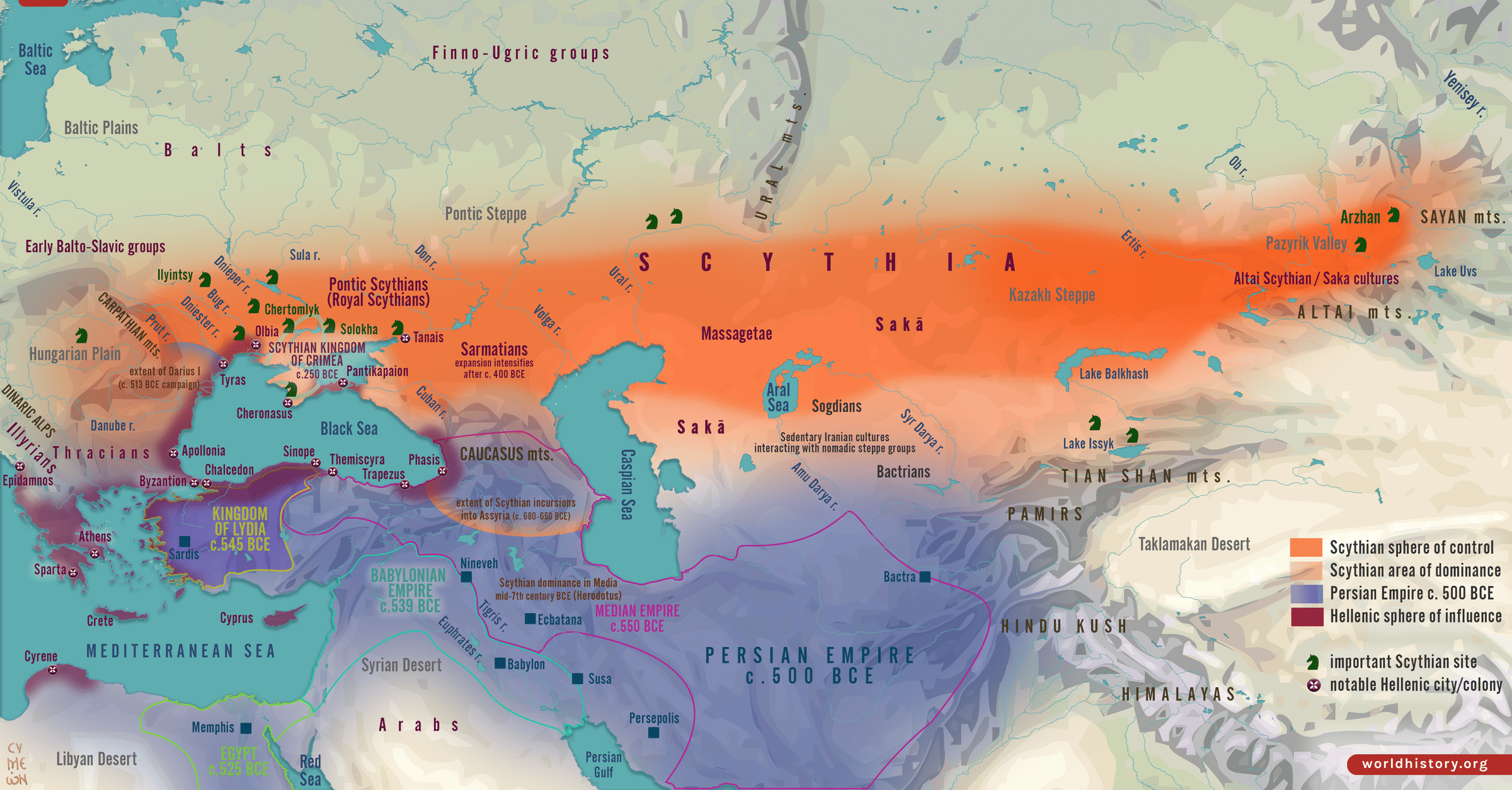 Map of the Scythian Expanse, c. 700-300 BCE - World History Encyclopedia
