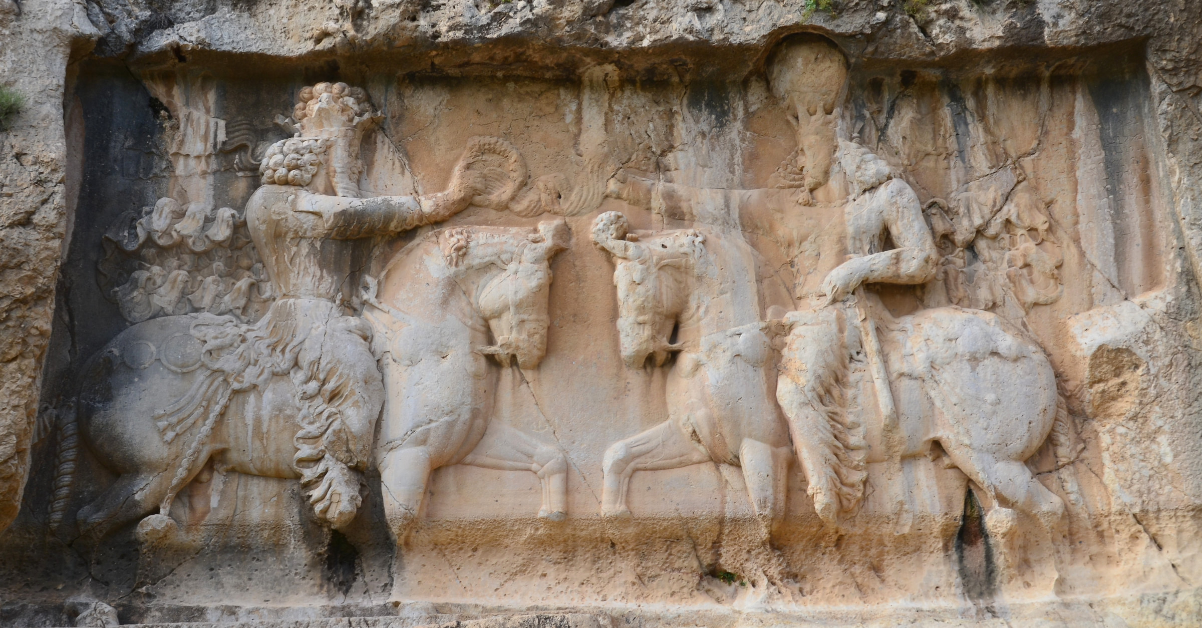 Carving of King Bahram I at Bishapur, Iran - World History Encyclopedia