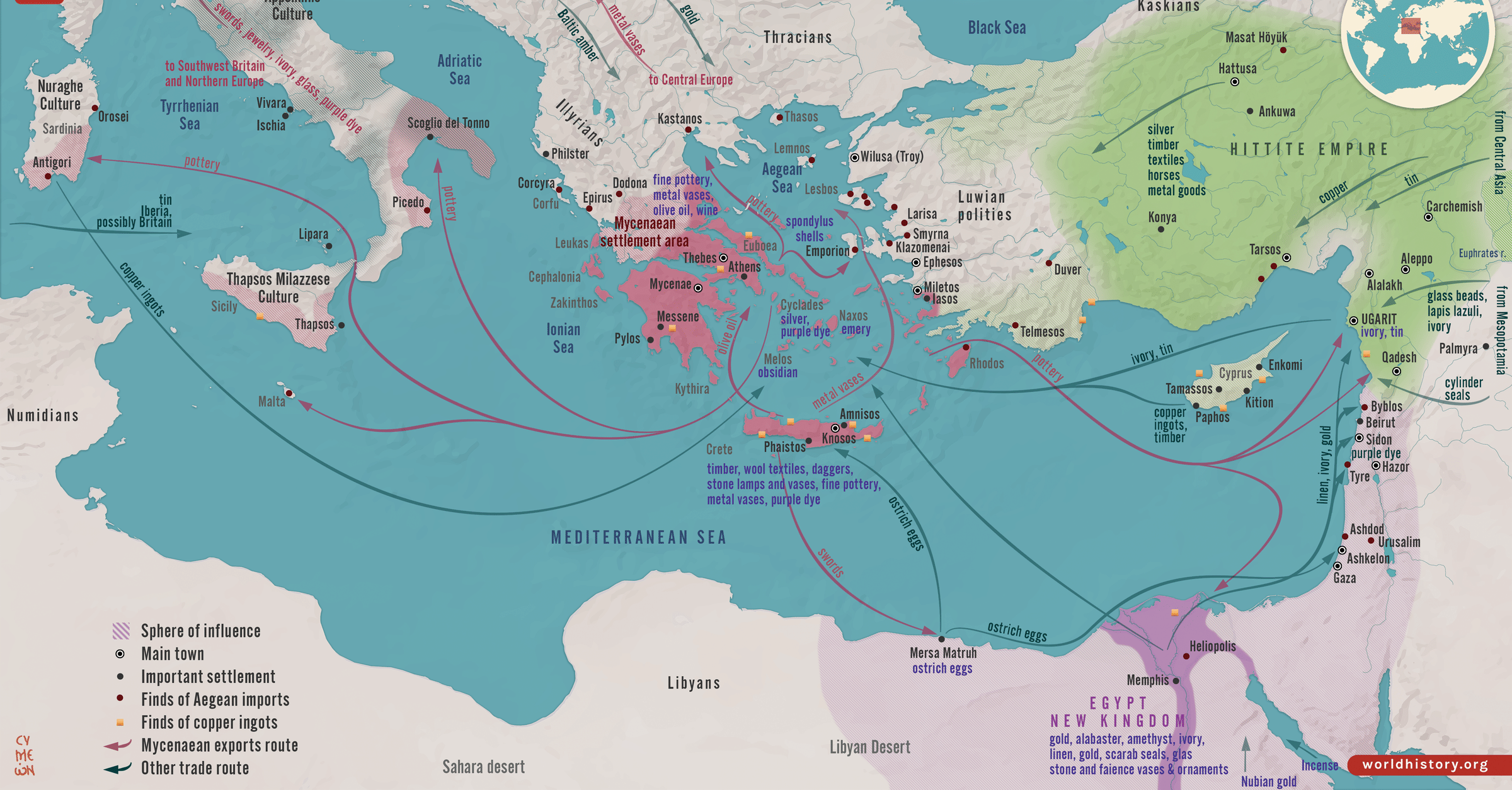 Map of Trade Networks of the Late Bronze Age Mediterranean: Empires ...