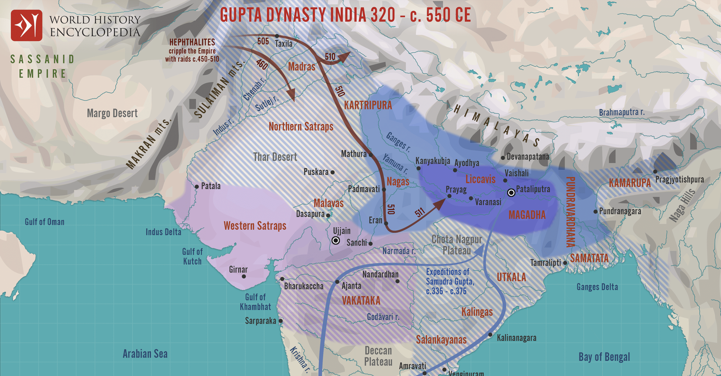 Map of the Rise and Expansion of the Gupta Empire: From Magadha to ...
