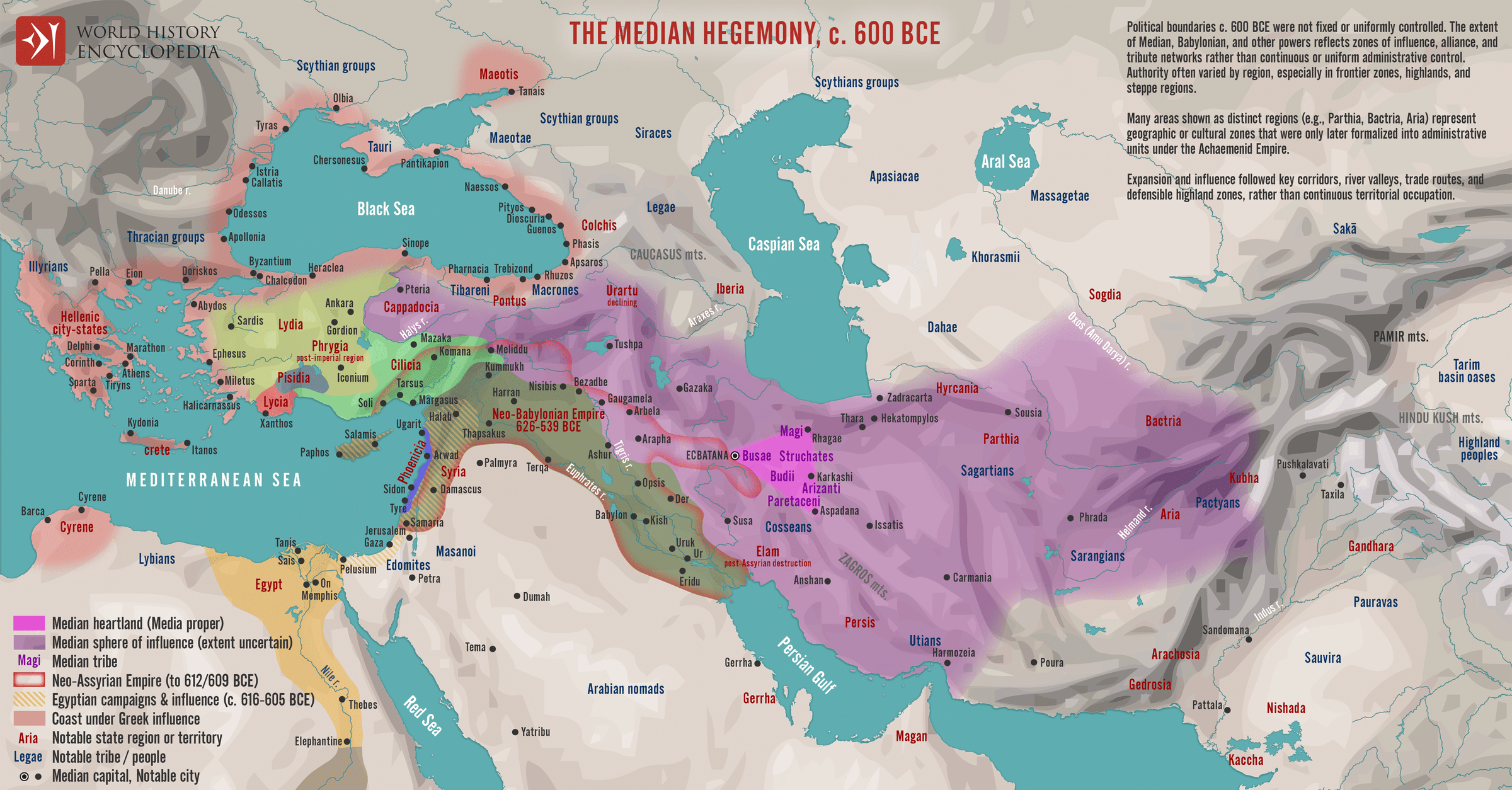 Map of the Median Hegemony, c. 600 BCE: Power, Influence & Transition ...