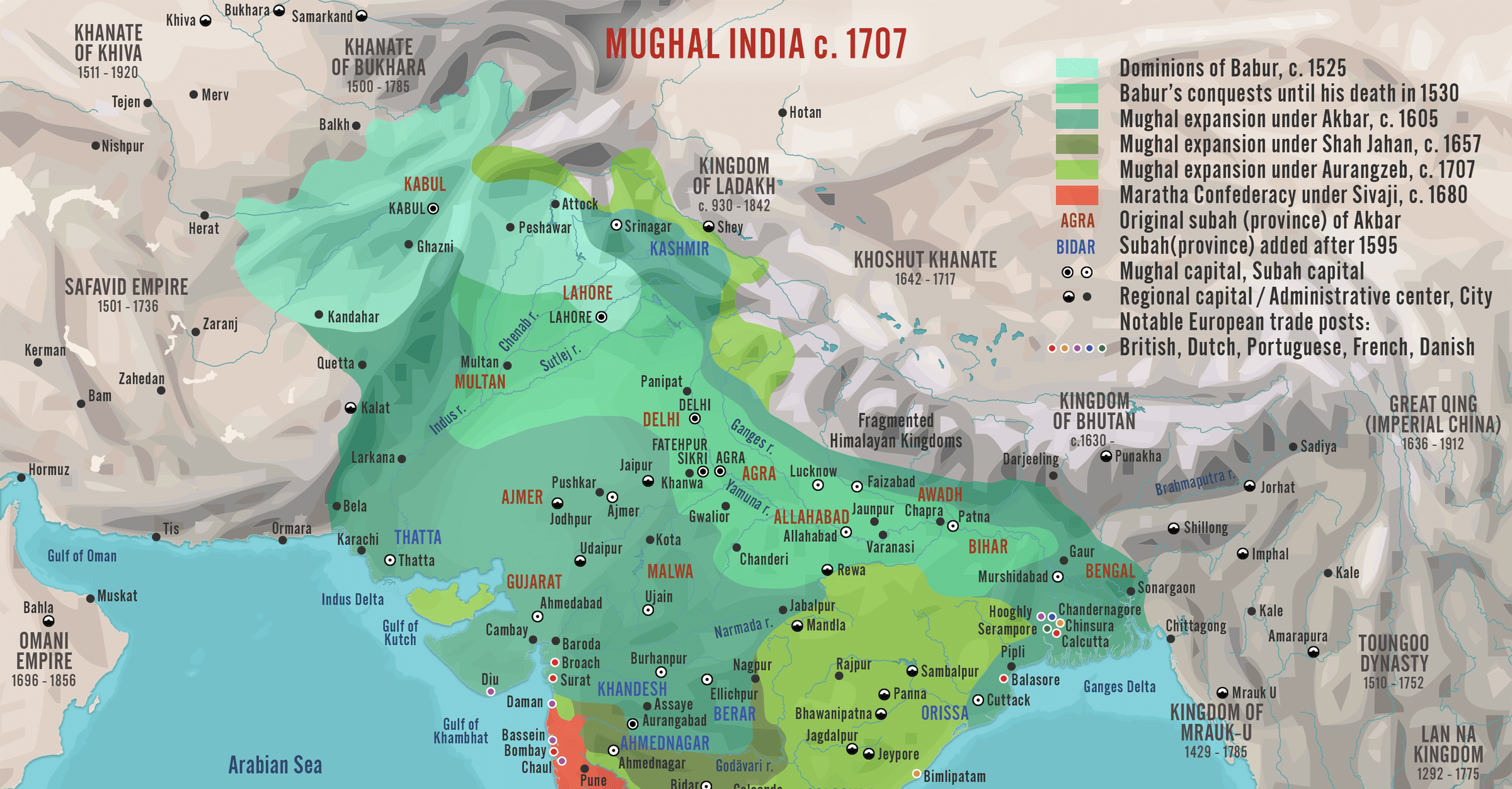 Mughal India c. 1707 - World History Encyclopedia
