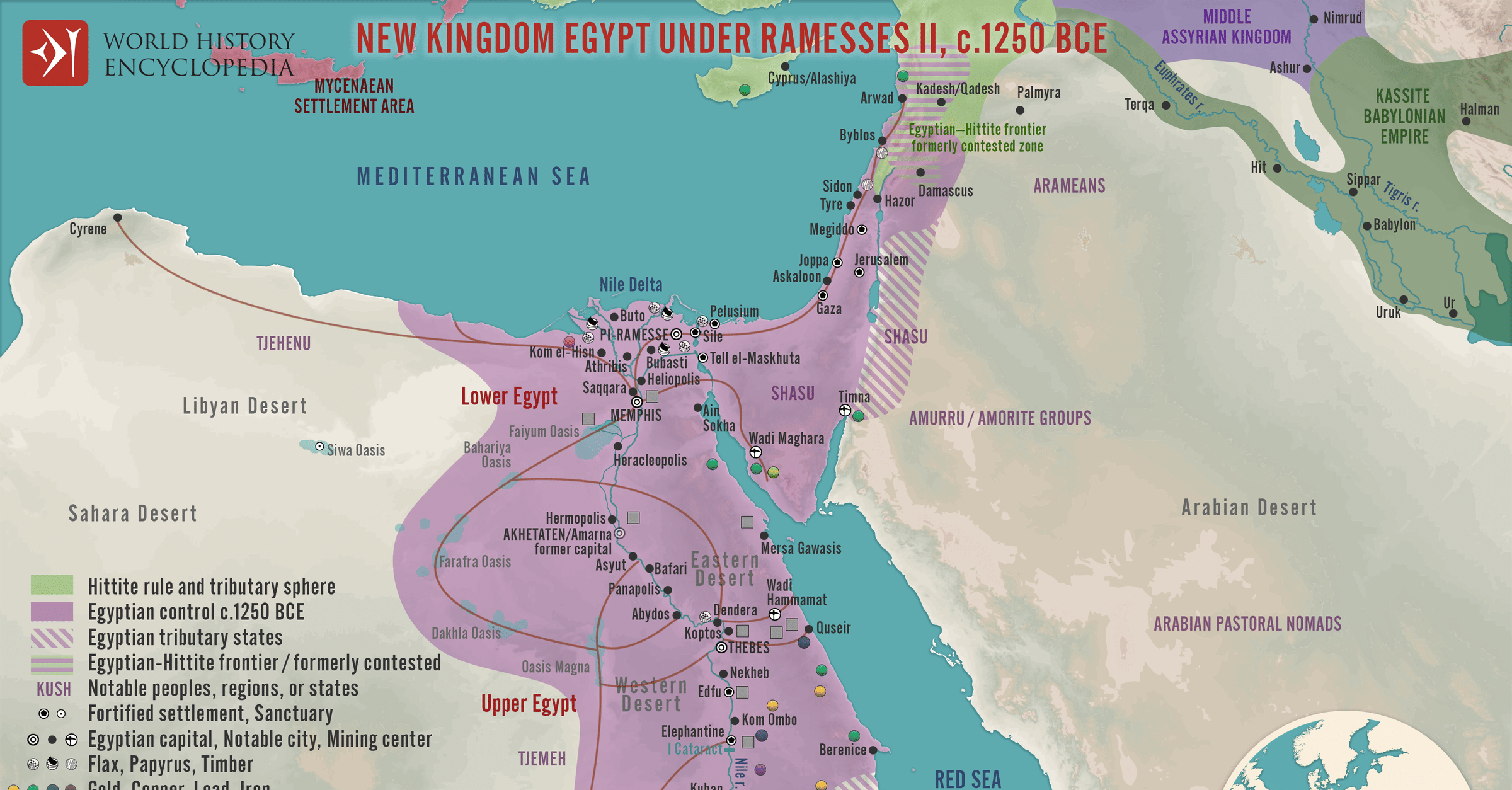 Map of the New Kingdom Egypt under Ramesses II: Egypt, Nubia, Hittites ...