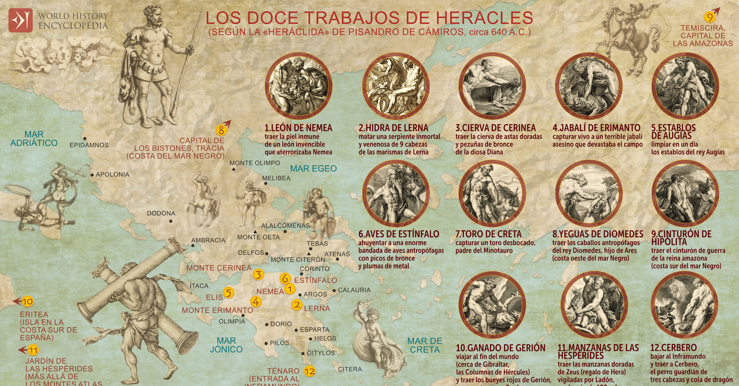 Los doce trabajos de Heracles - Enciclopedia de la Historia del Mundo