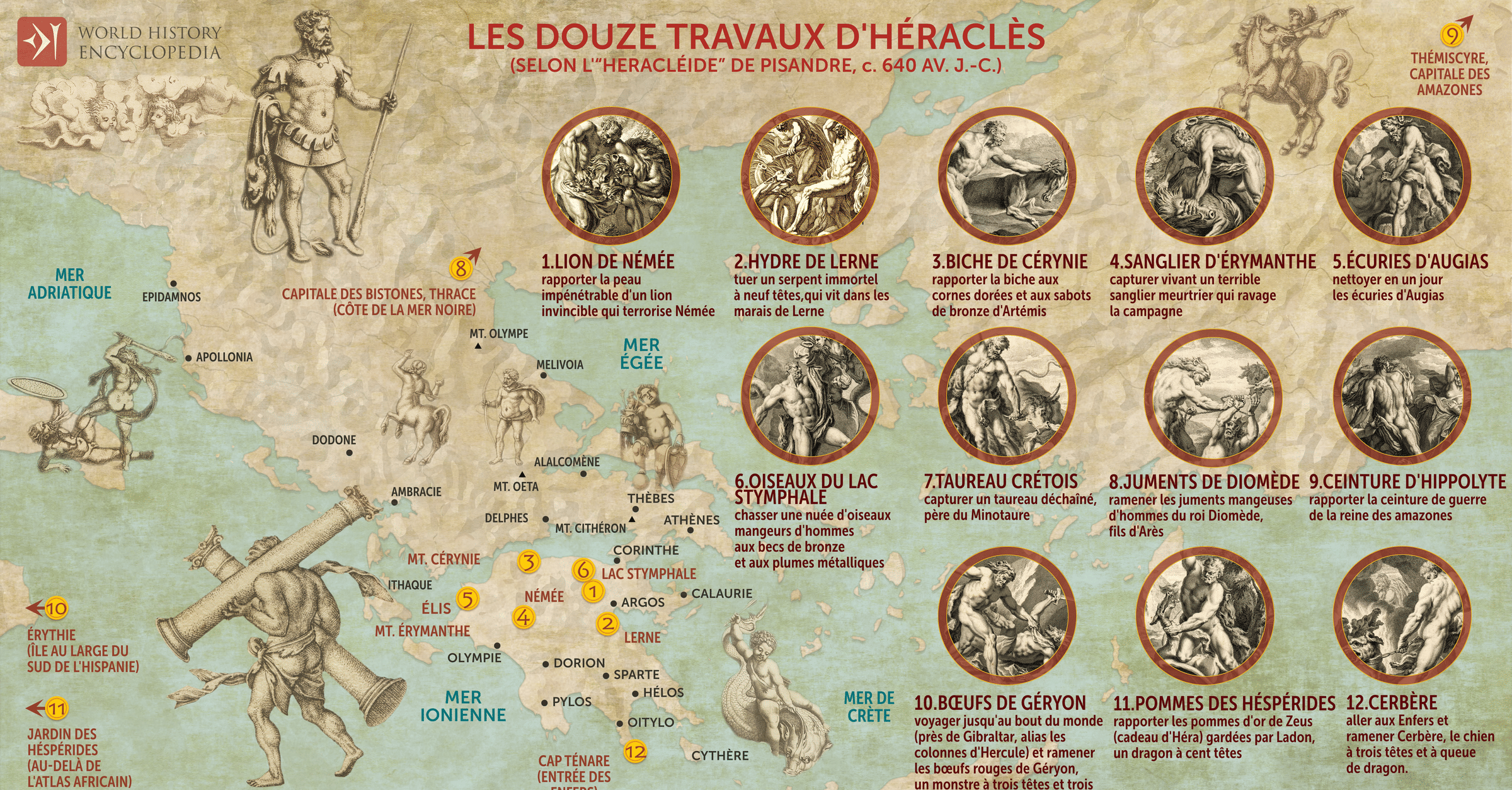 Les douze travaux d'Héraclès - Encyclopédie de l'Histoire du Monde