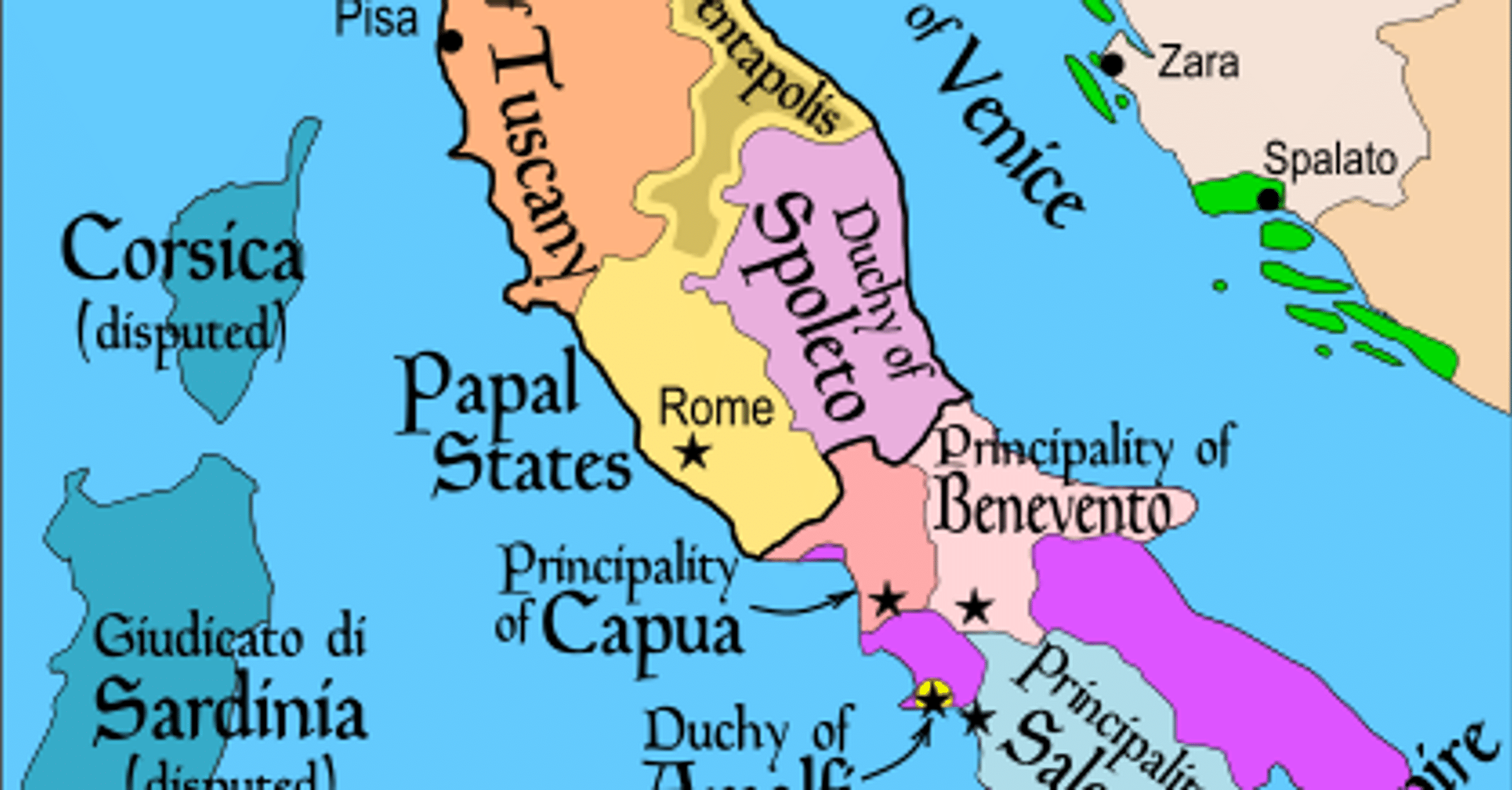 Political Map of Italy circa 1000 CE - World History Encyclopedia