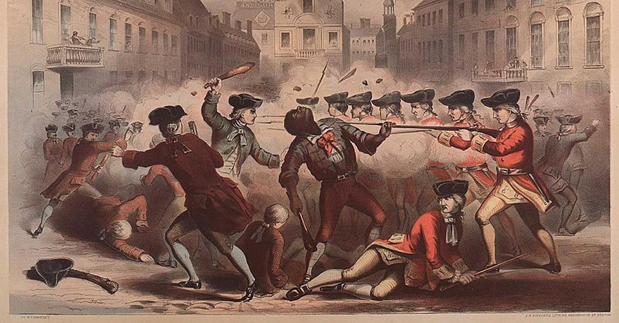 Lithograph of the Boston Massacre, 5 March 1770 - World History ...
