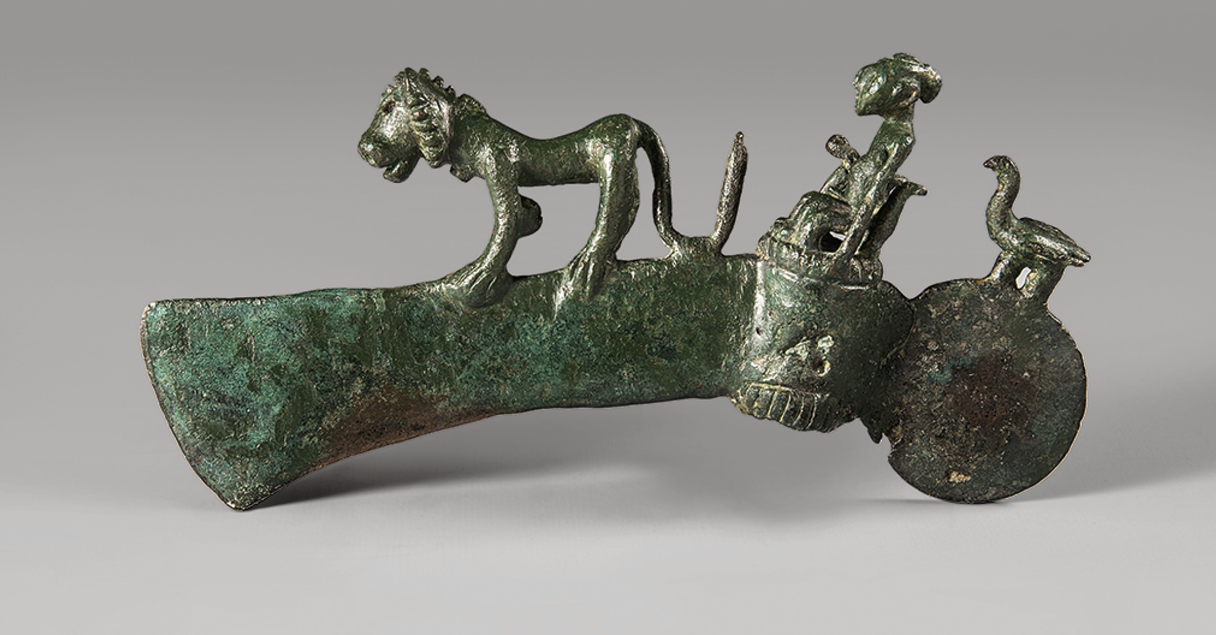 Bronze Axe Head Topped with a Man Ruling Animals from Western Iran ...