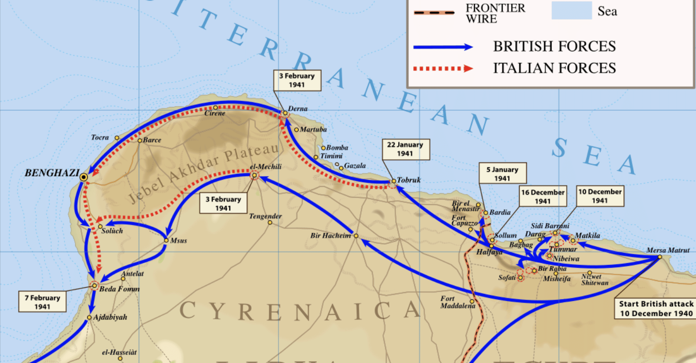 Map of Operation Compass - World History Encyclopedia