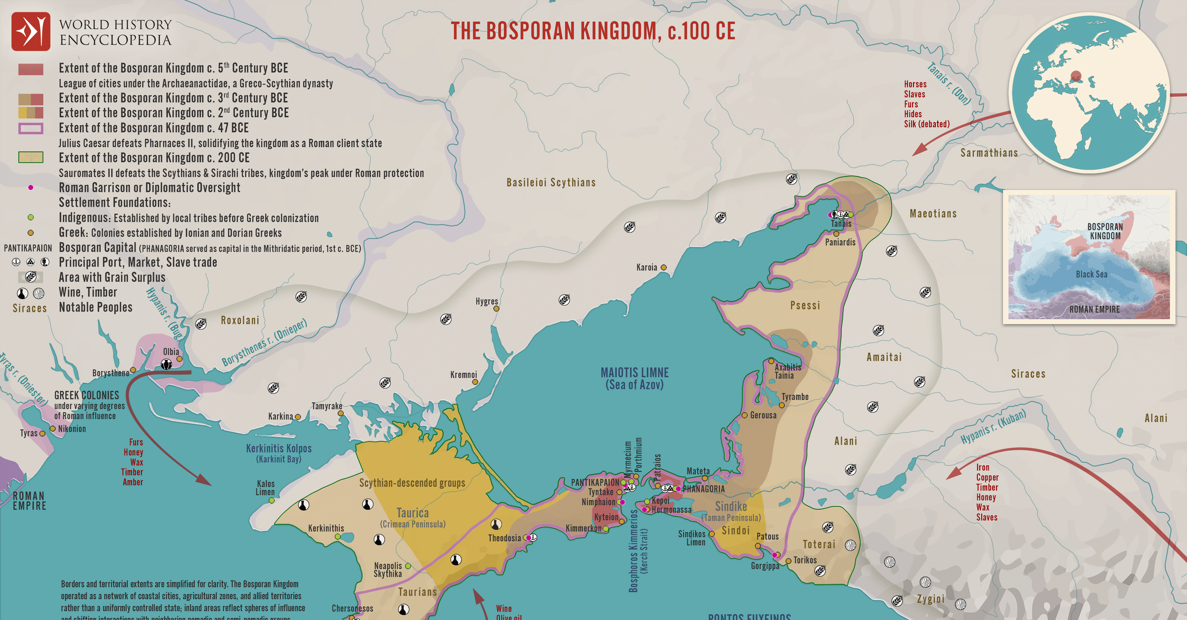 Map of the Bosporan Kingdom, c.100 CE: Gateway Between Steppe, Caucasus ...