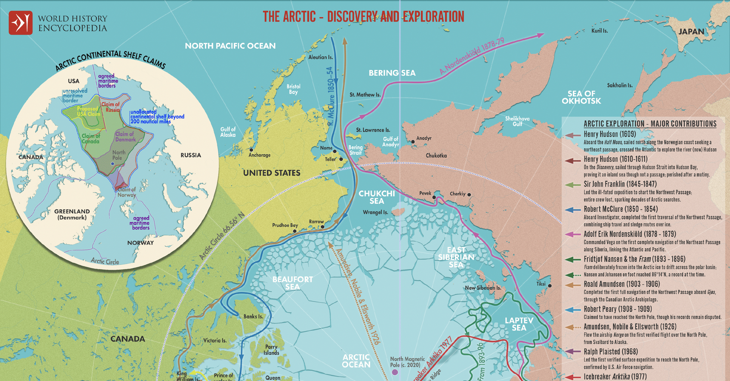 Map of Arctic Discovery and Exploration - World History Encyclopedia