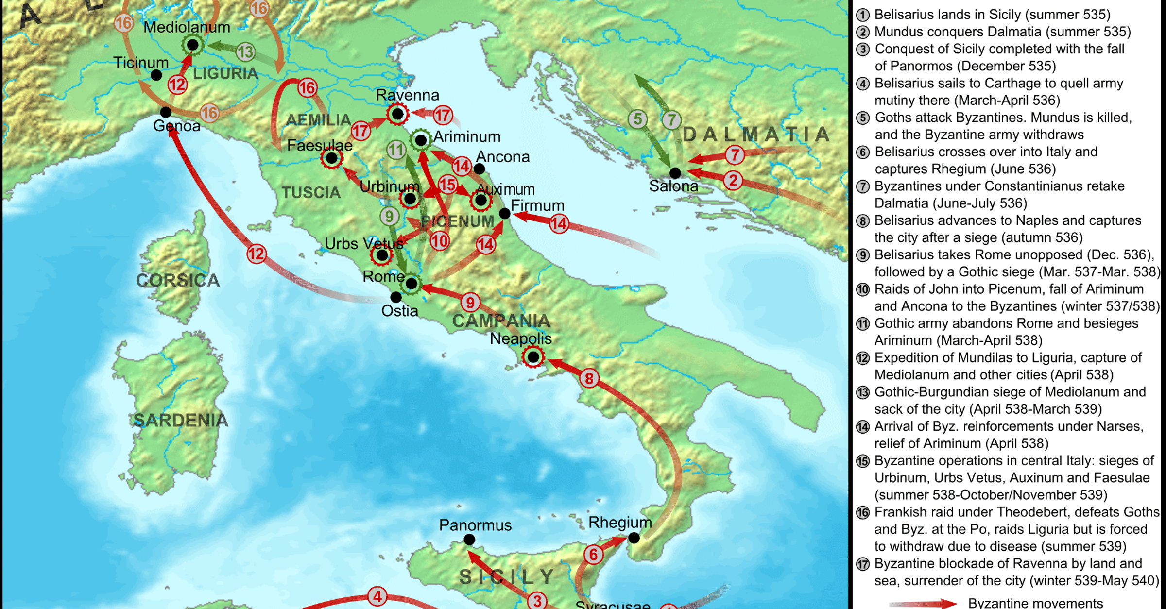Map of the Gothic War - World History Encyclopedia