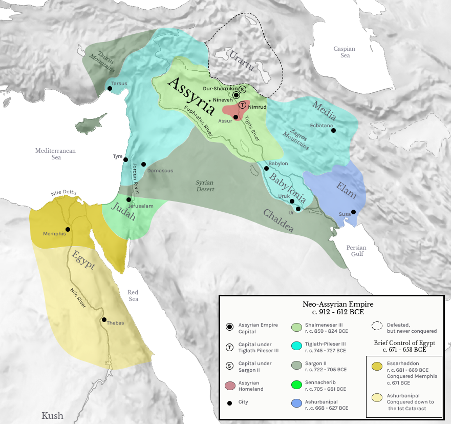 Assyrian Empire Map 650 Bc Maps